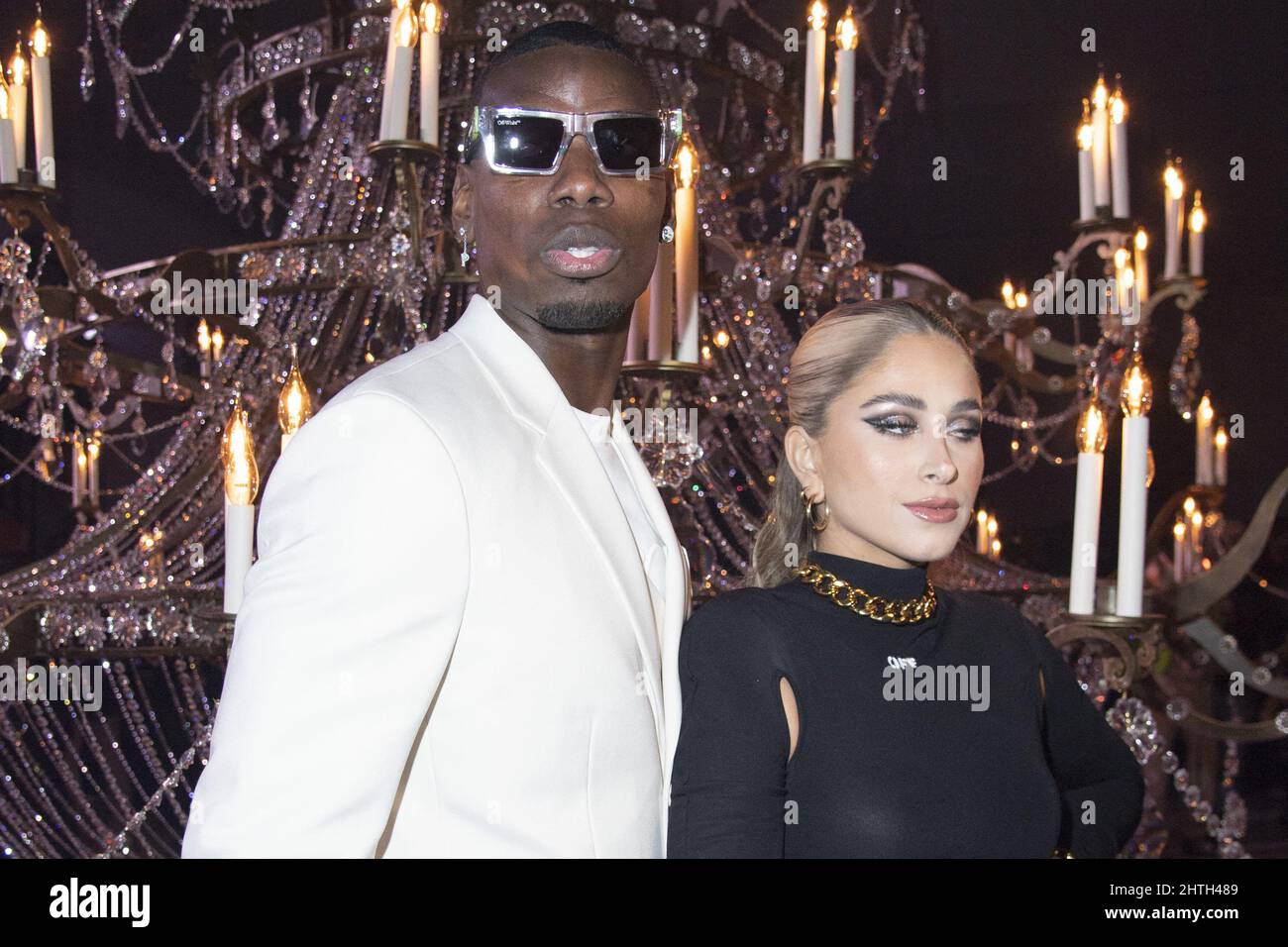Paul Pogba and Zulay Pogba attending the Off-White Womenswear Fall ...