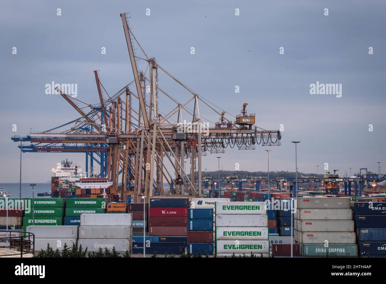 Shipping containers seen at the Port of Piraeus in Greece Stock Photo ...