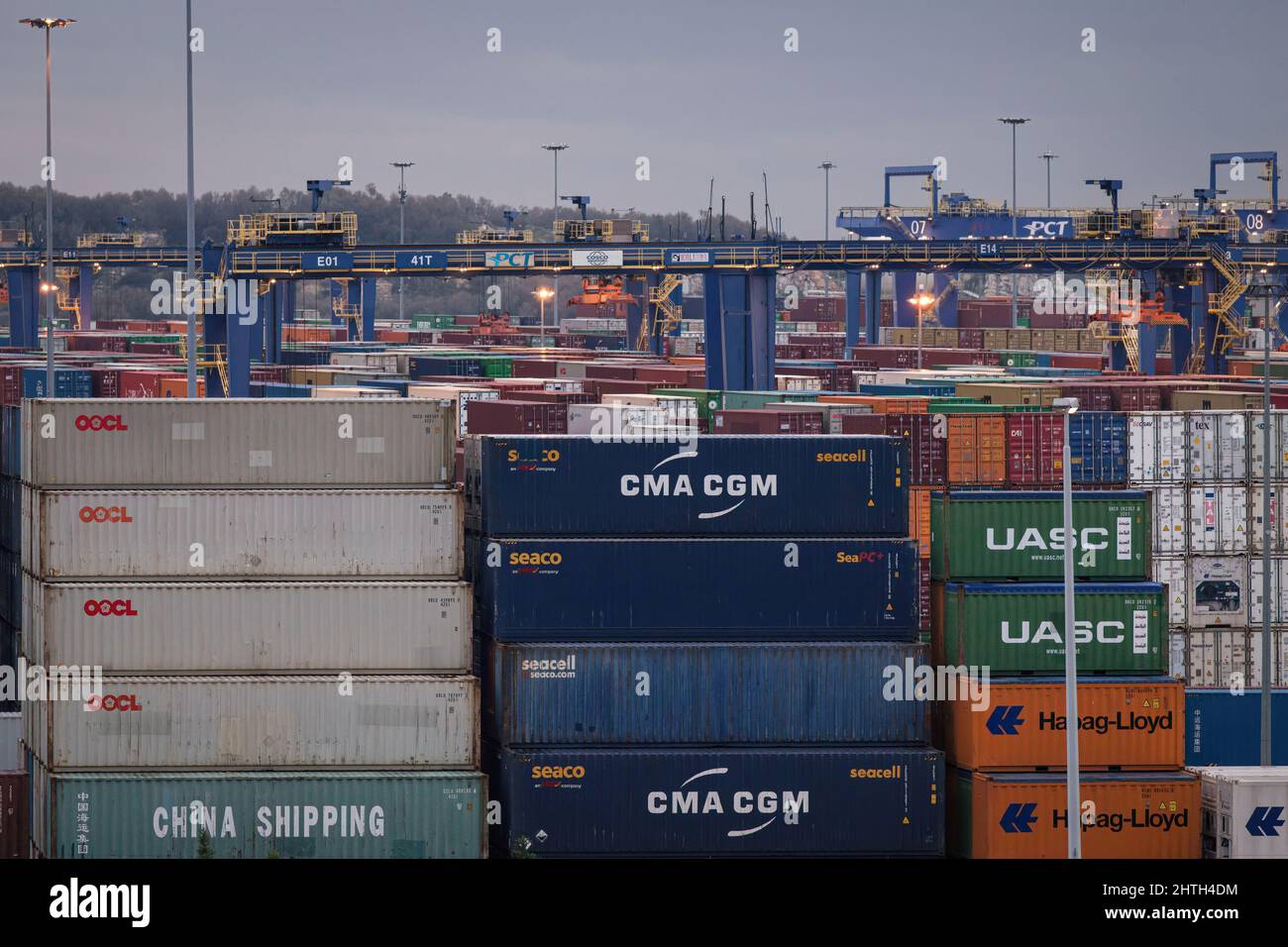 Shipping containers seen at the Port of Piraeus in Greece. (Photo by ...