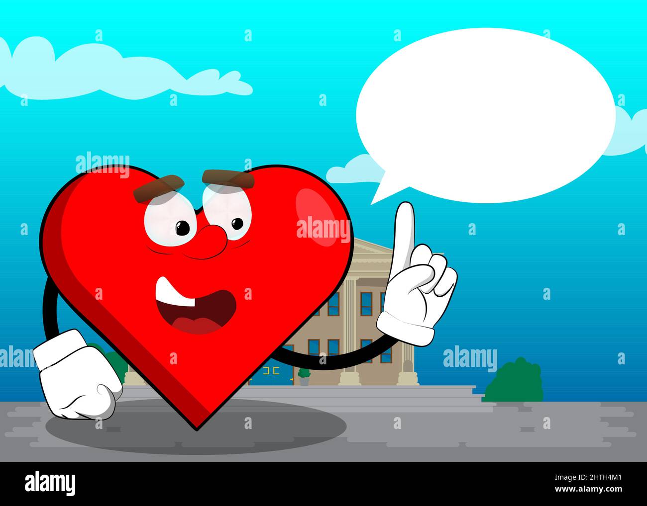 Heart Shape with making a point as a cartoon character, funny red love ...