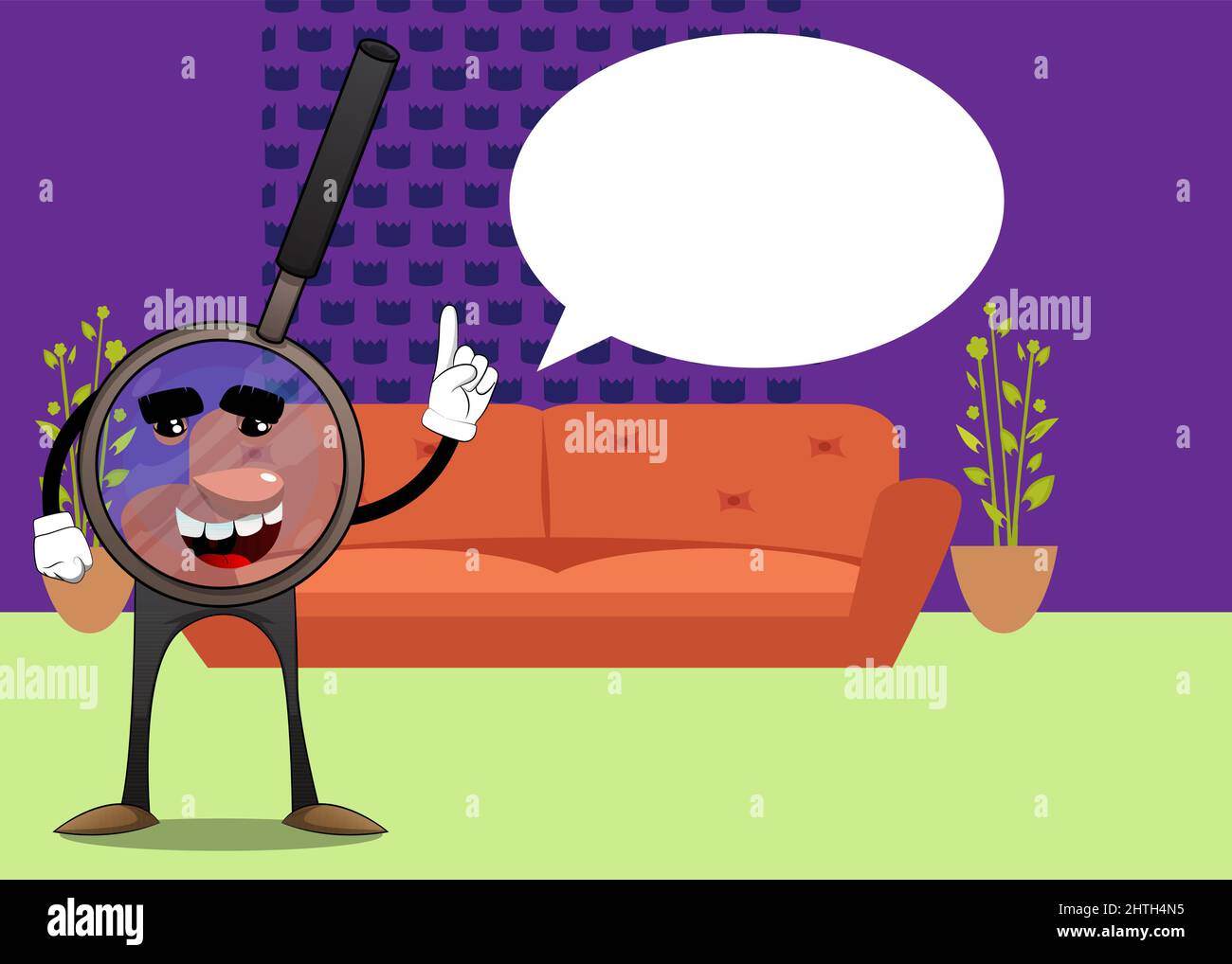 Magnifier making a point. Cartoon Character science research object ...