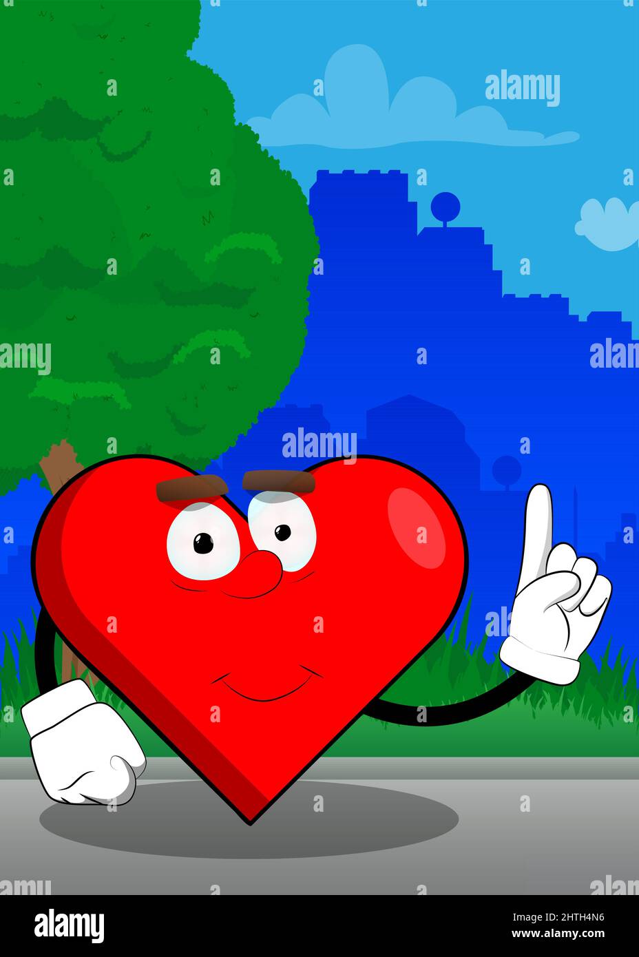 Heart Shape with making a point as a cartoon character, funny red love ...
