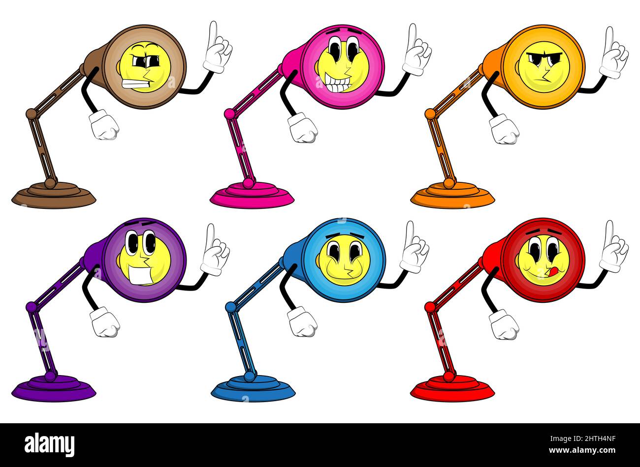 Night Table Lamp making a point. Office Light cartoon character with ...