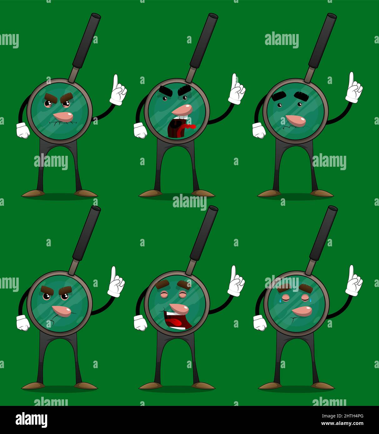 Magnifier making a point. Cartoon Character science research object ...