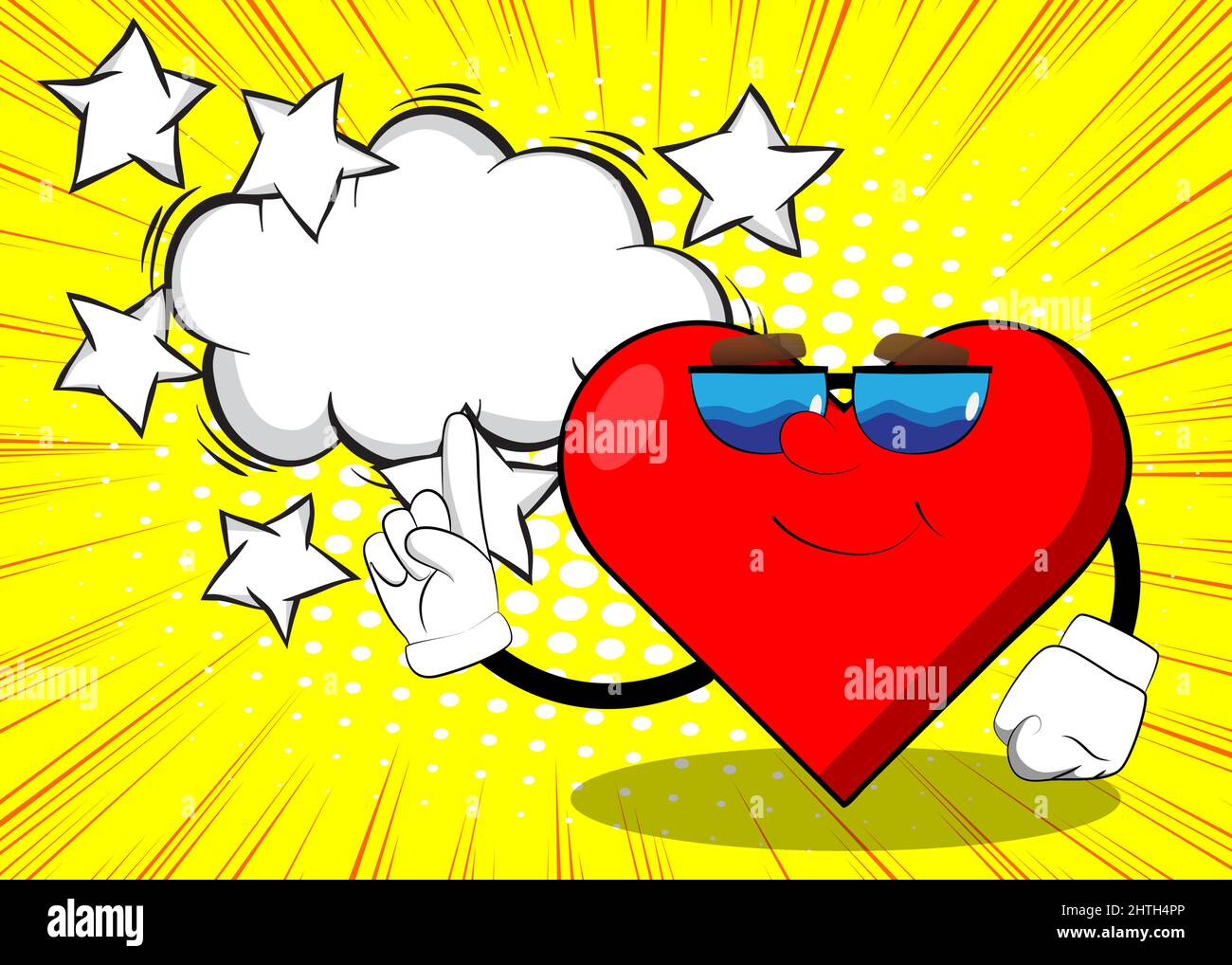 Heart Shape with making a point as a cartoon character, funny red love ...