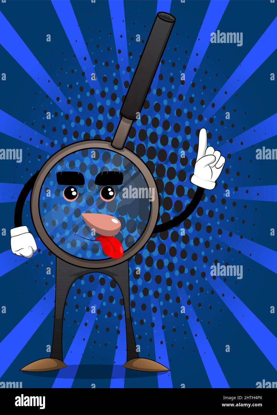 Magnifier making a point. Cartoon Character science research object ...