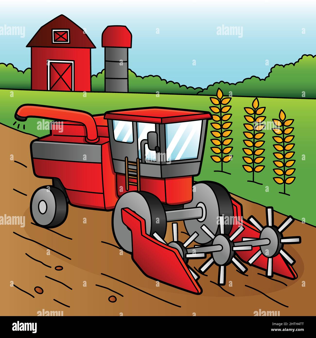 Harvester threshing machine Stock Vector Images - Alamy