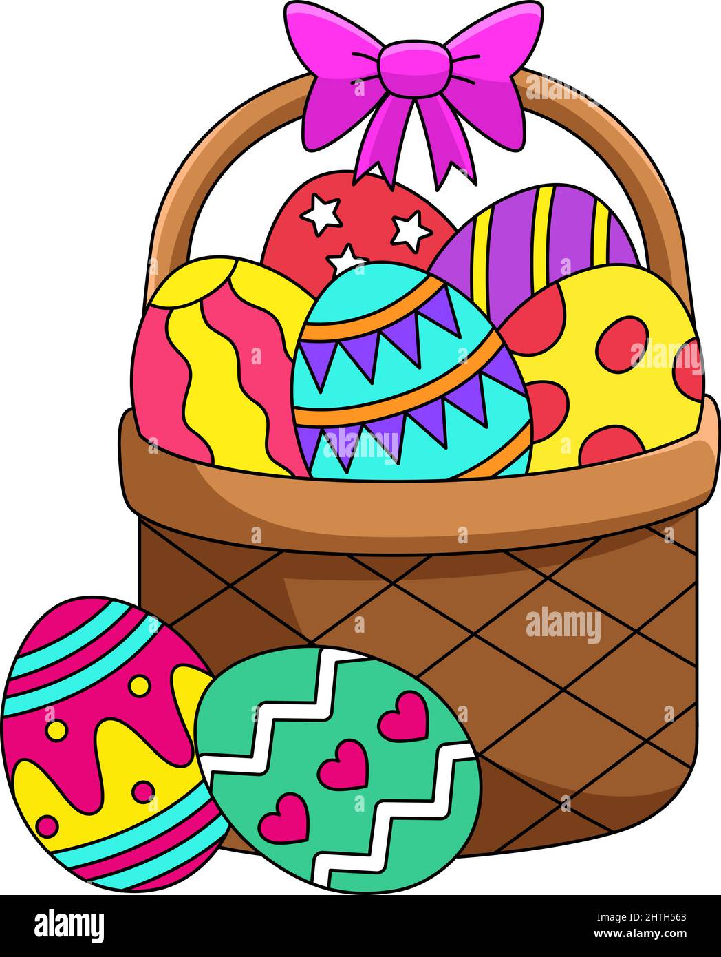 Easter Basket Cartoon Colored Clipart Illustration Stock Vector Image ...