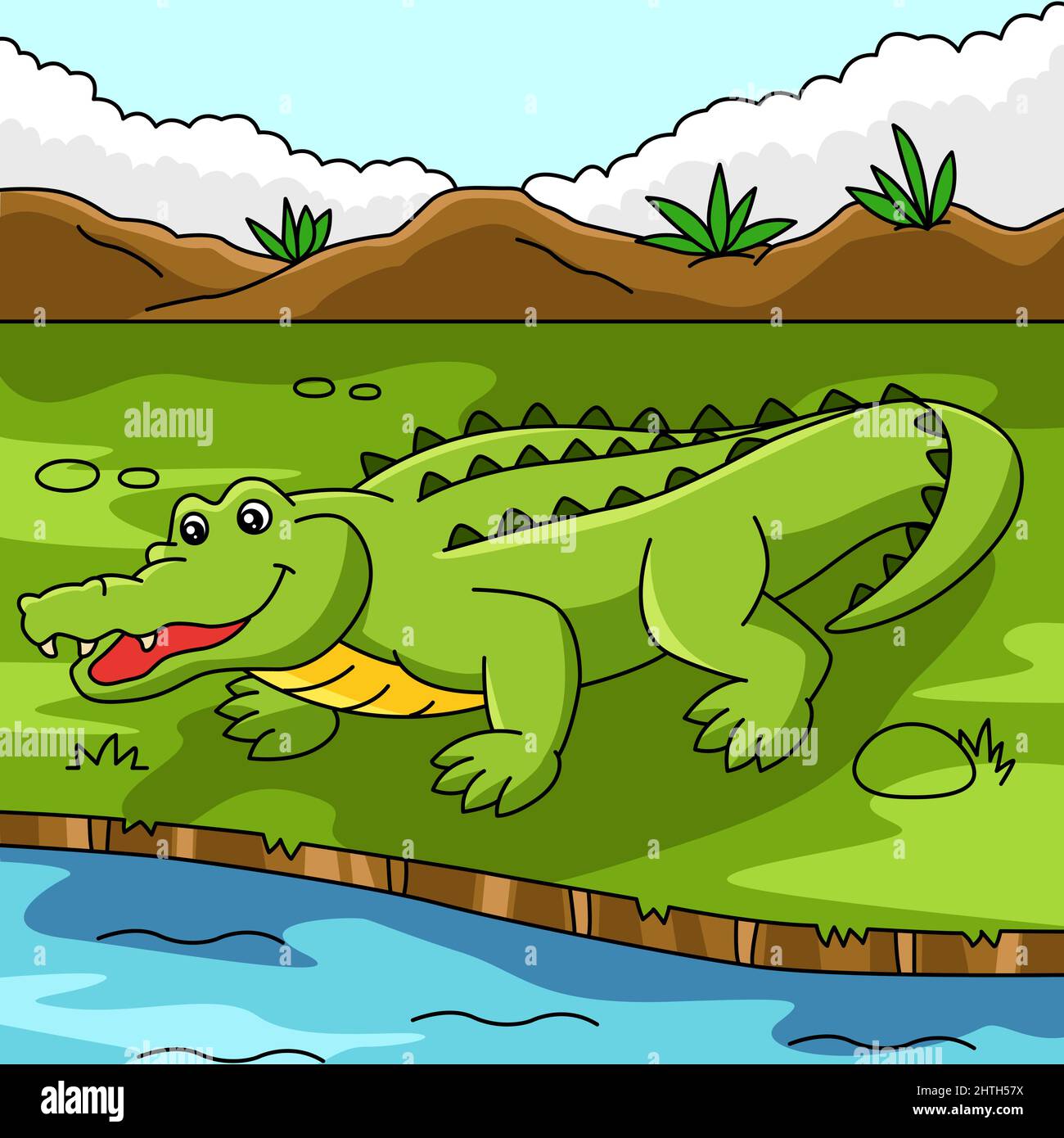 Cartoon Alligator In Water
