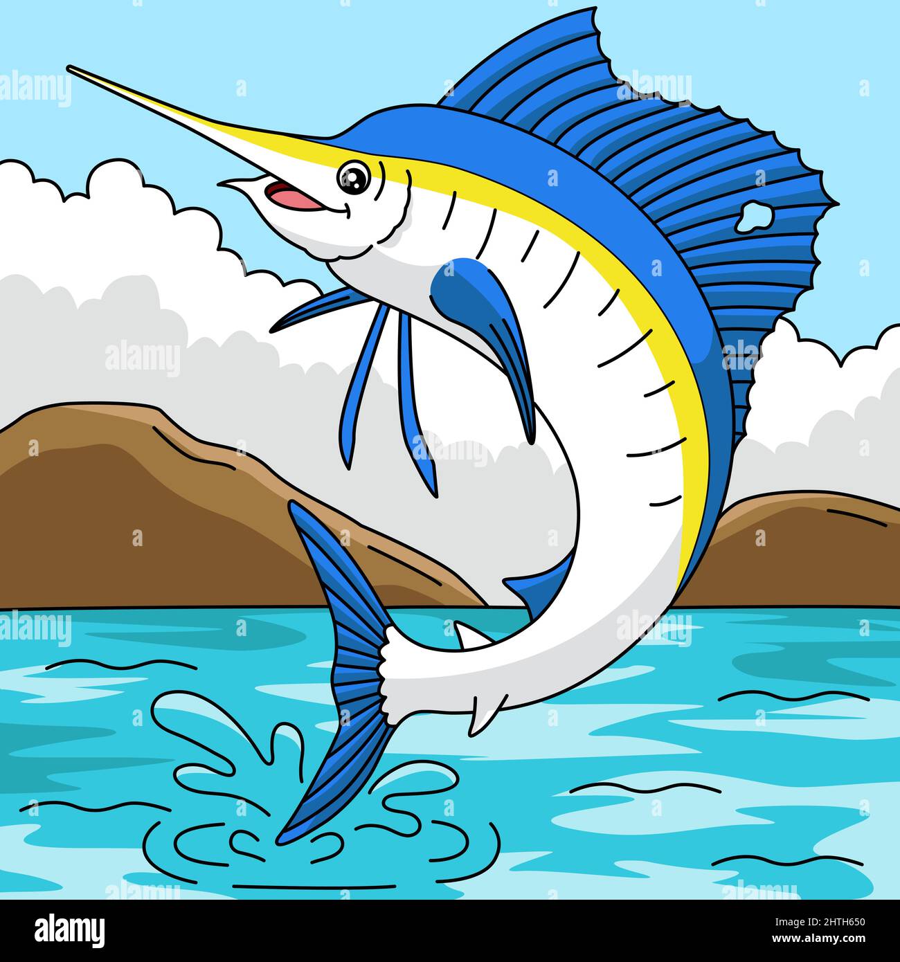 Swordfish Jumping Drawing