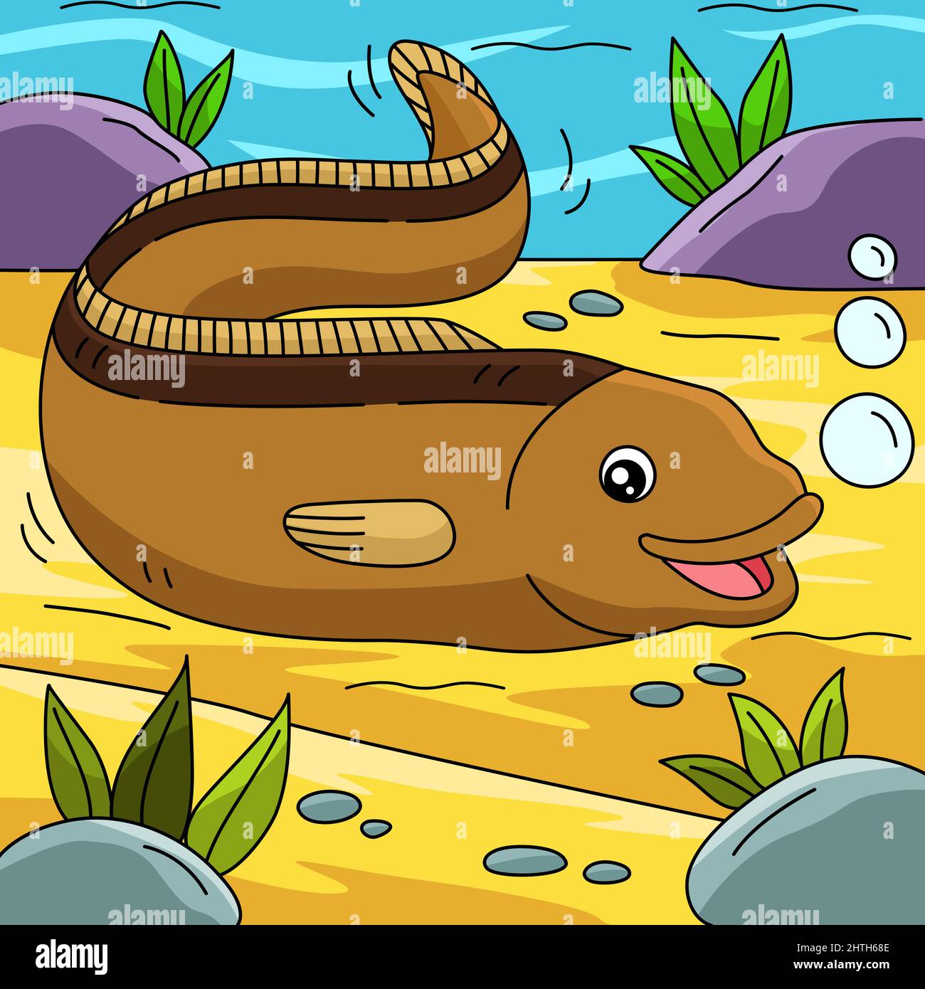 Eel in Ocean Cartoon Colored Illustration Stock Vector Image & Art - Alamy