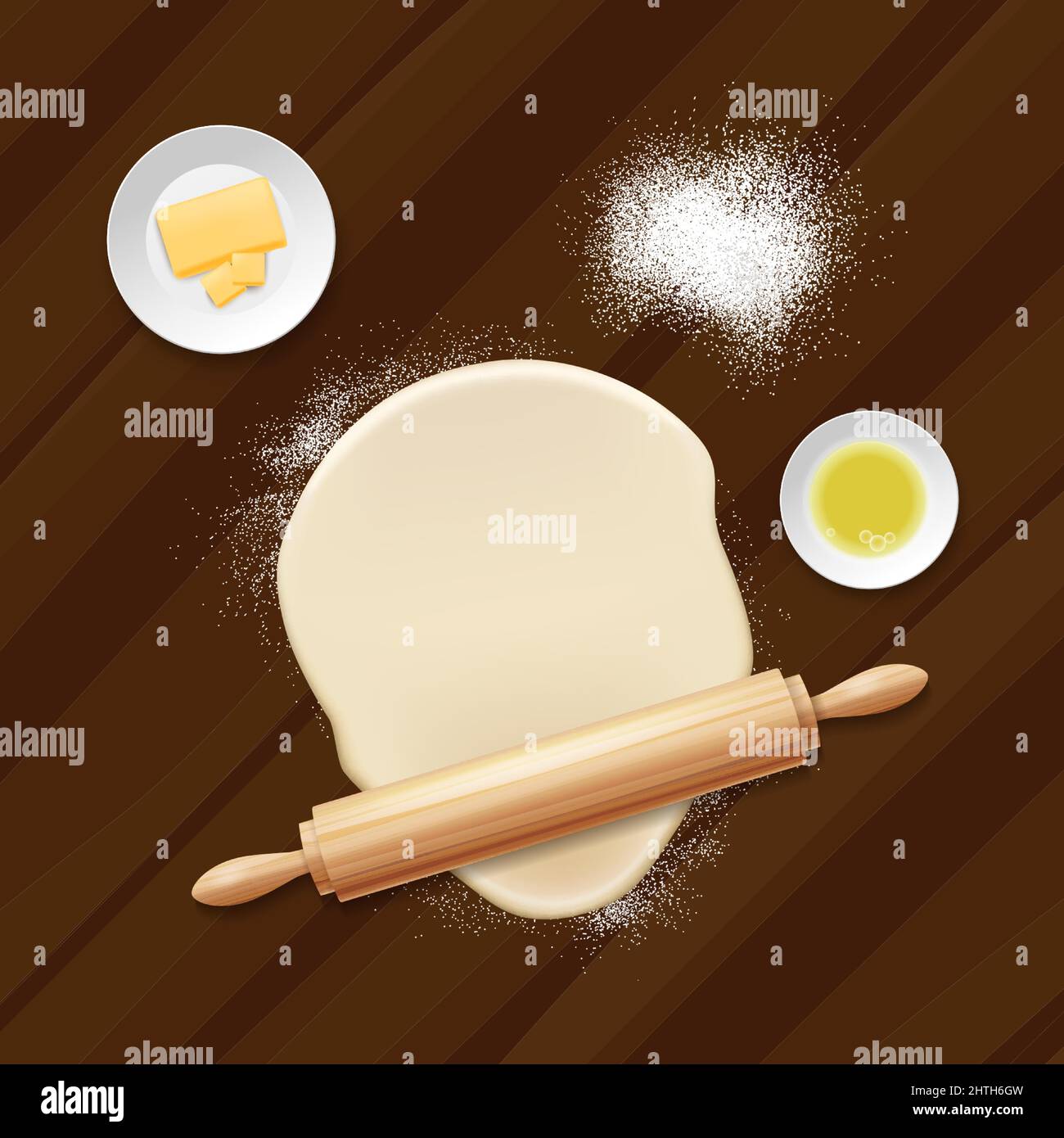 Rolling pin dough raw Stock Vector Images - Alamy