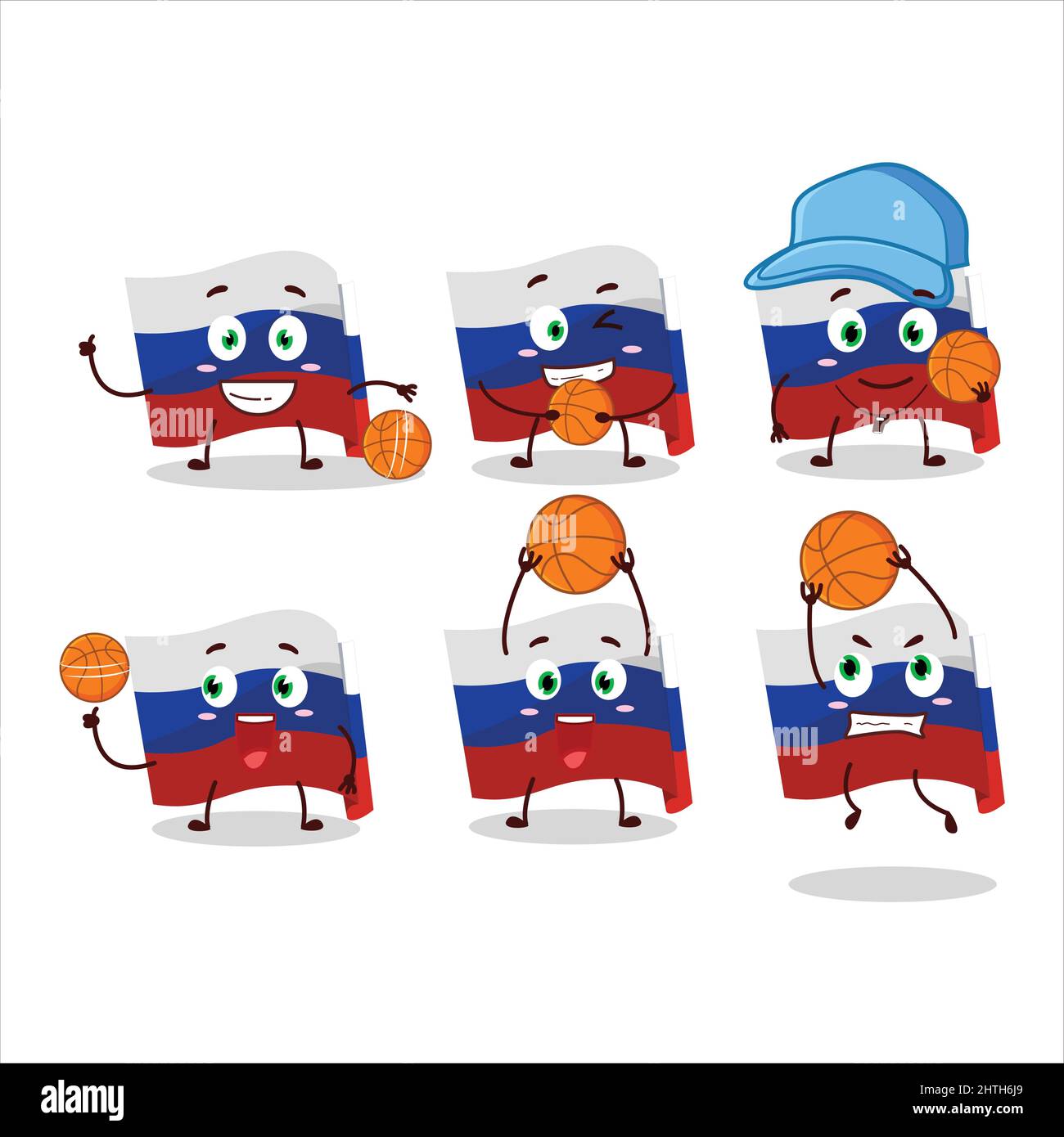 Talented russia flag cartoon character as a basketball athlete. Vector ...