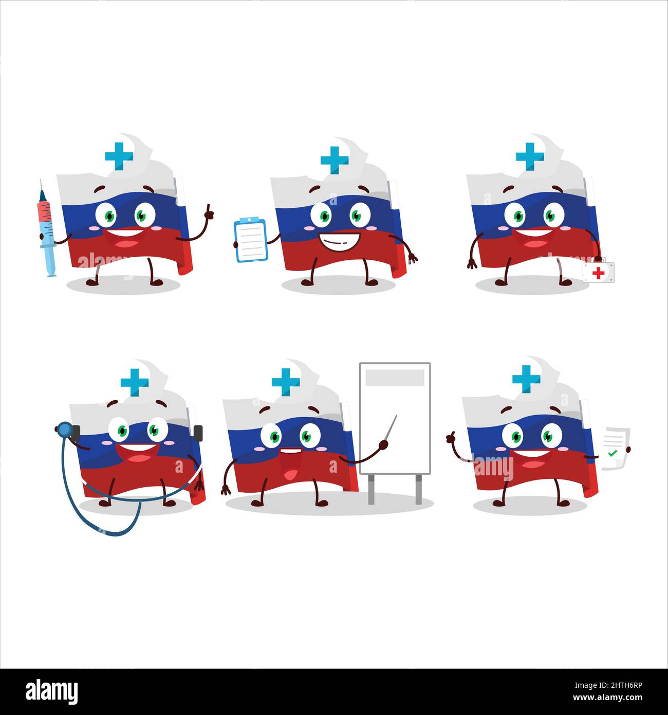 Doctor profession emoticon with russia flag cartoon character. Vector ...