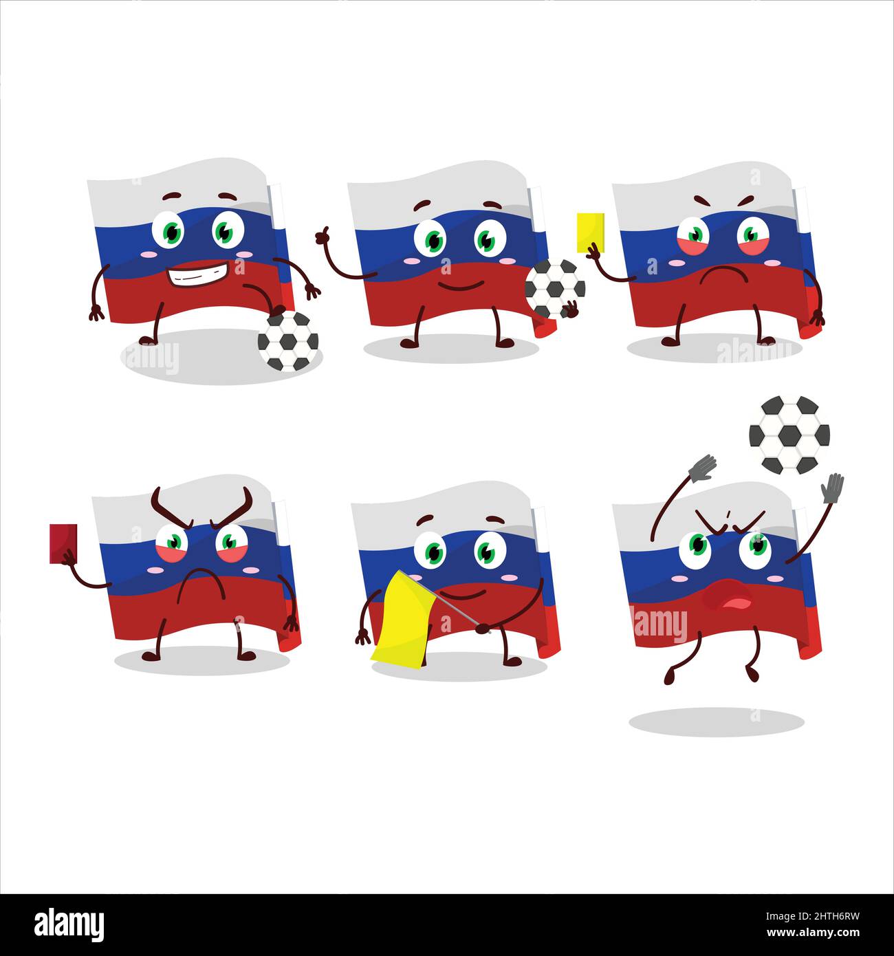 Russia flag cartoon character working as a Football referee. Vector ...
