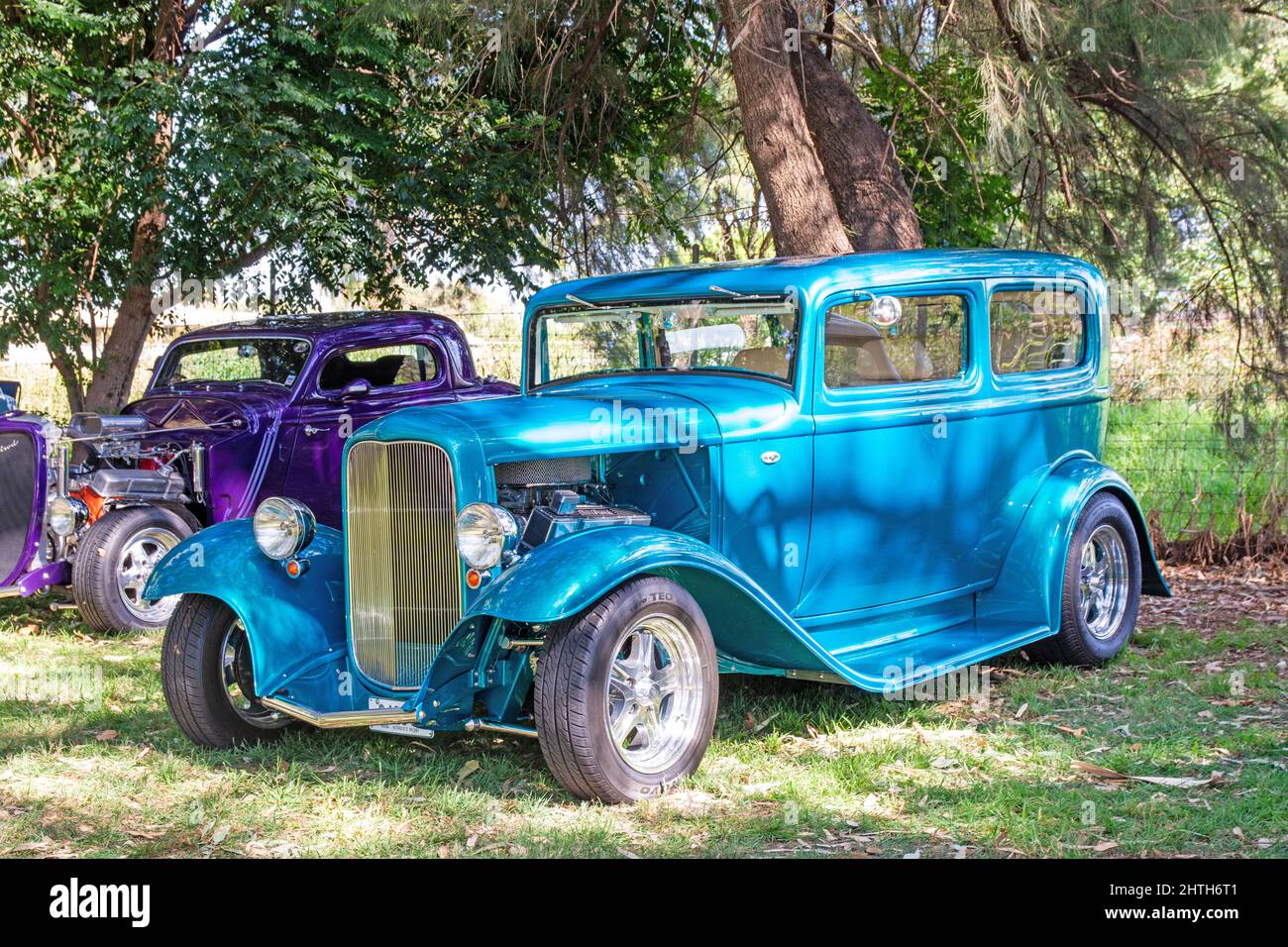 1930s blue Ford two door hot rod Stock Photo - Alamy