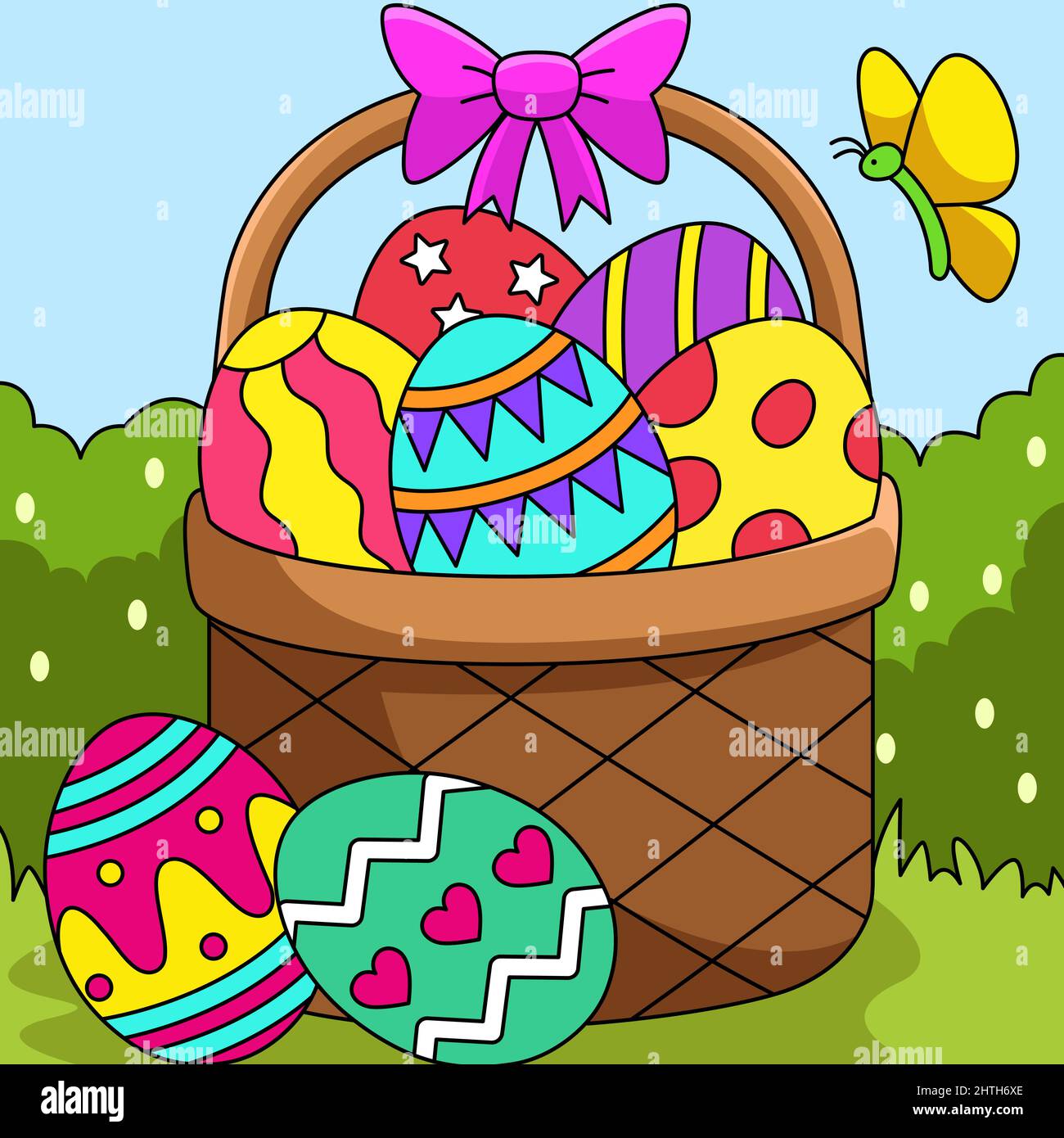 Easter Basket Colored Cartoon Illustration Stock Vector Image & Art - Alamy