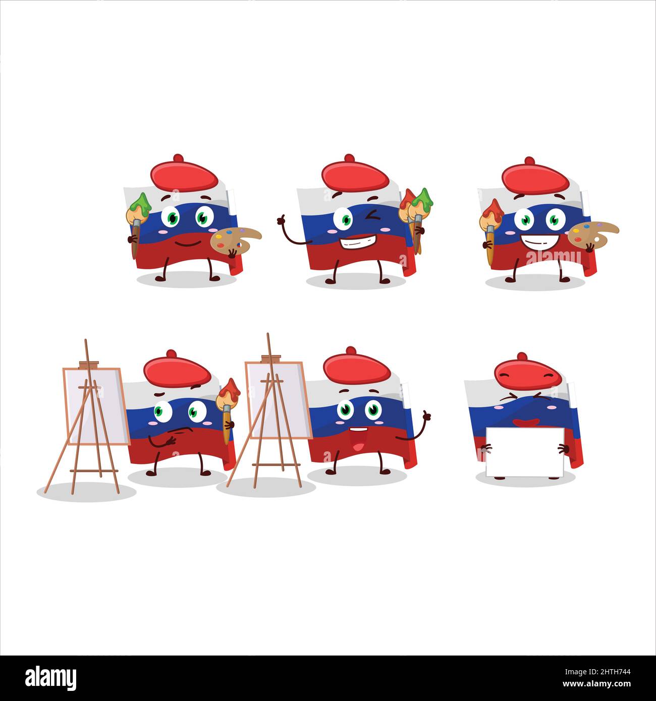 Artistic Artist of russia flag cartoon character painting with a brush ...
