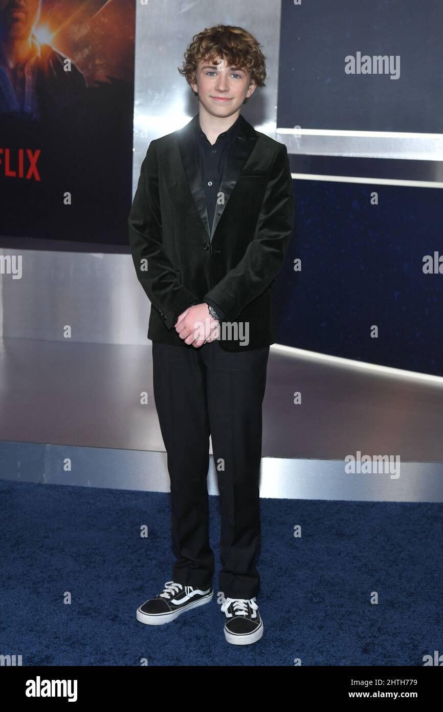 Walker Scobell attends "The Adam Project" New York Premiere on February ...