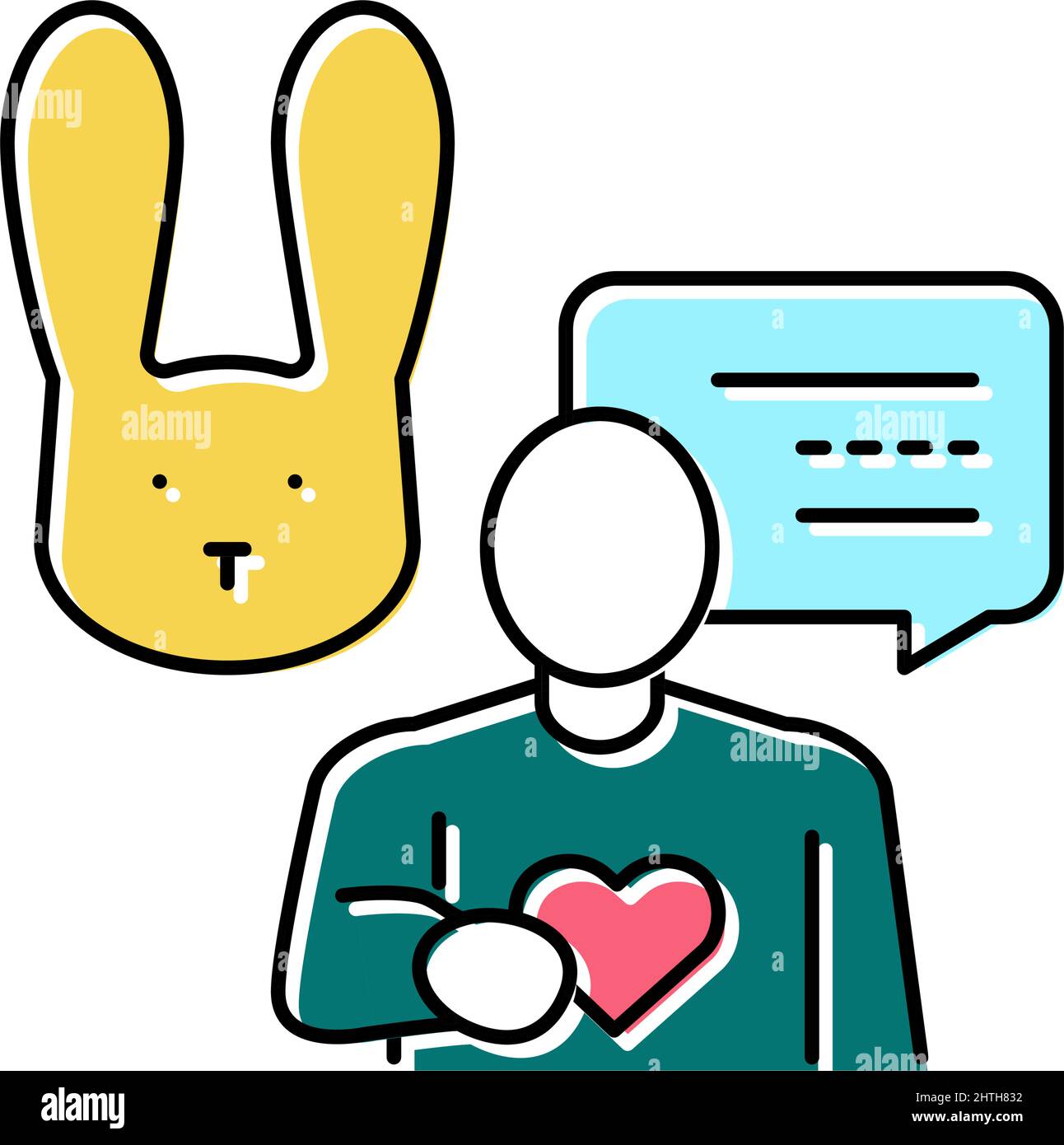 human talking about rabbit with love color icon vector illustration ...