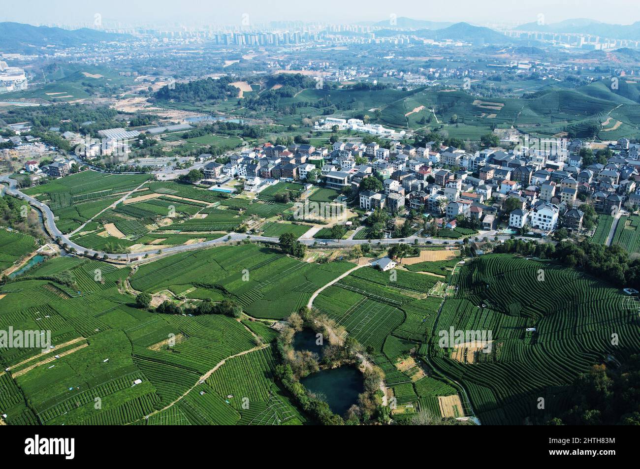 HANGZHOU, CHINA - FEBRUARY 28, 2022 - An aerial view of the West Lake ...