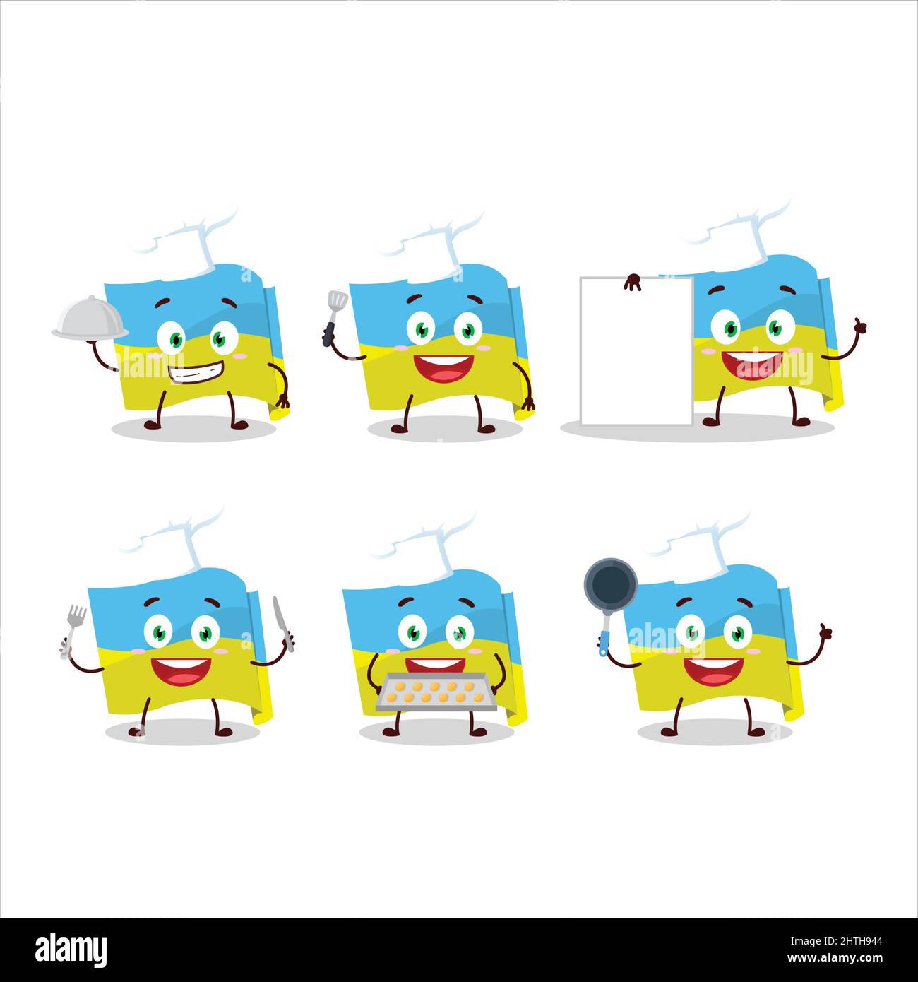 Cartoon character of ukraine flag with various chef emoticons. Vector ...