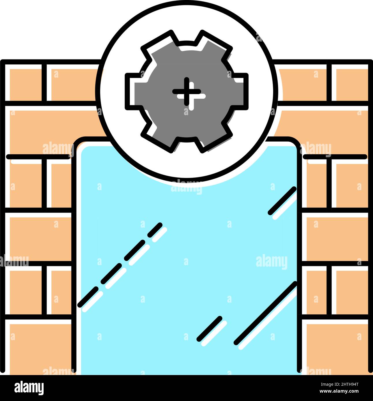 on wall installation mirror color icon vector illustration Stock Vector ...