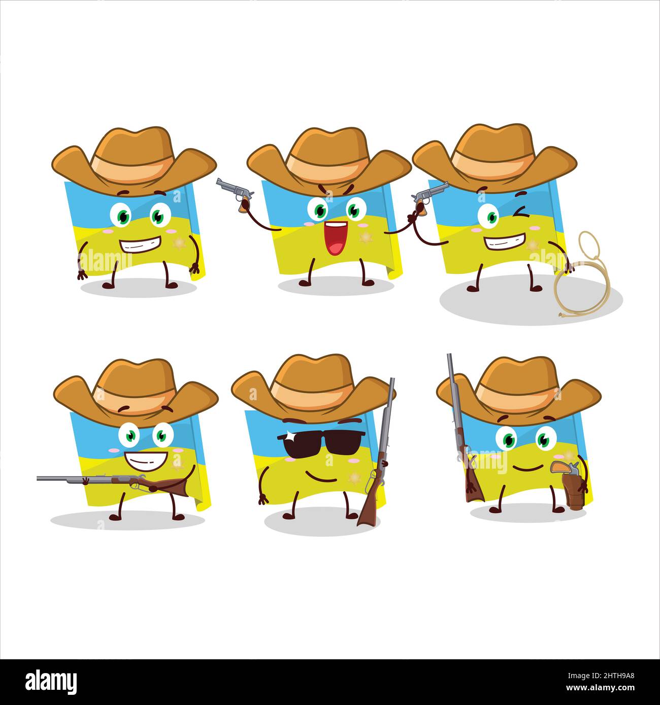 Cool cowboy ukraine flag cartoon character with a cute hat. Vector ...