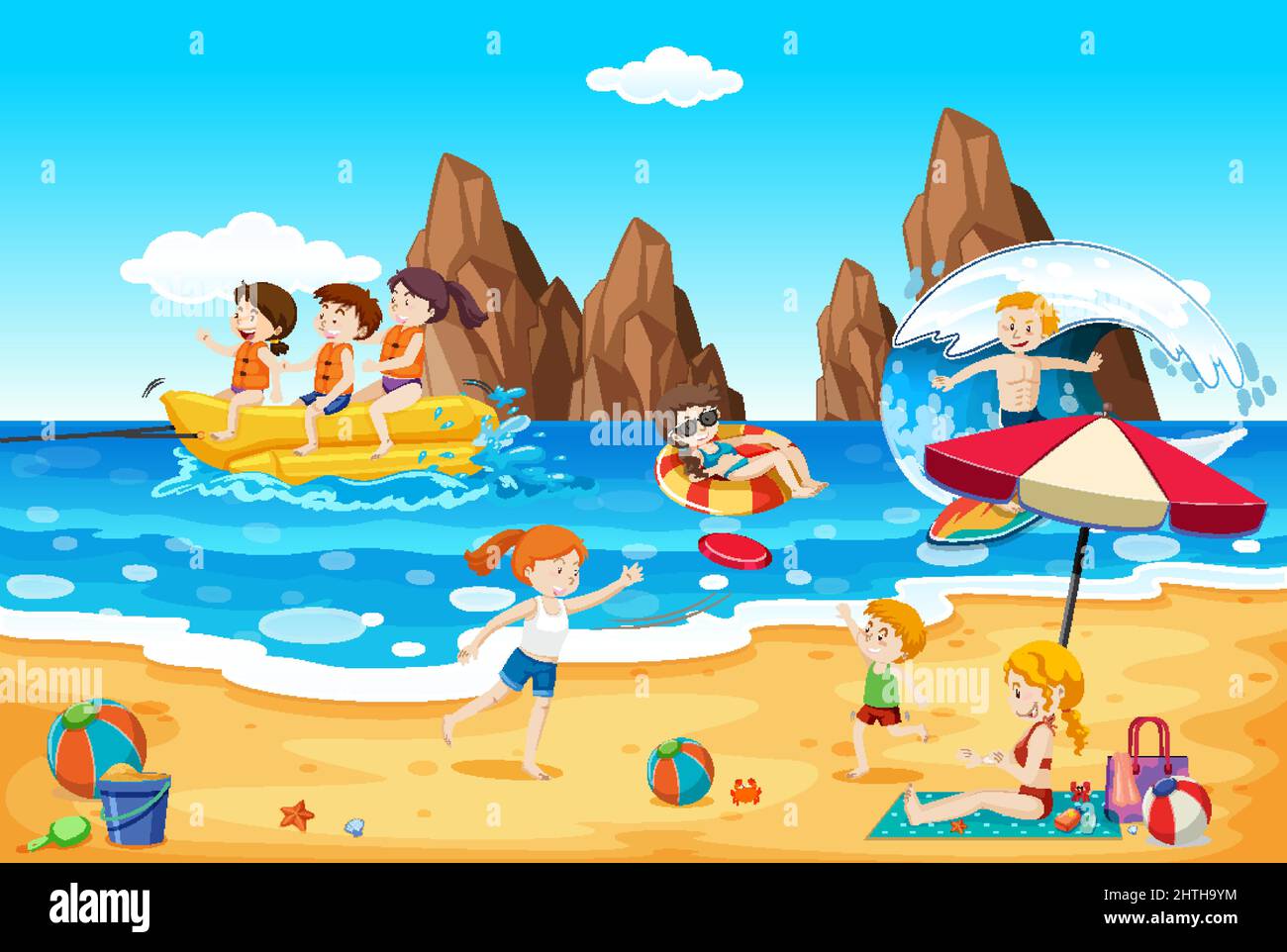 Cartoon Beach Scenery