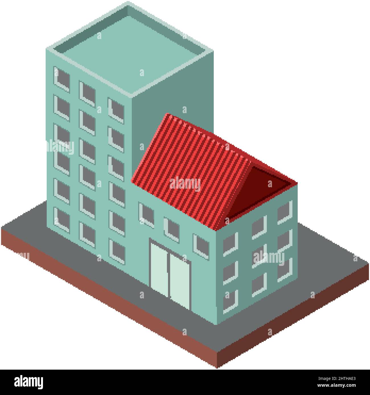 Isometric building on white background illustration Stock Vector Image ...