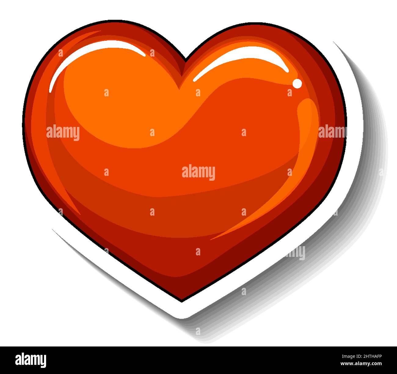 A red gradient heart cartoon sticker illustration Stock Vector Image ...
