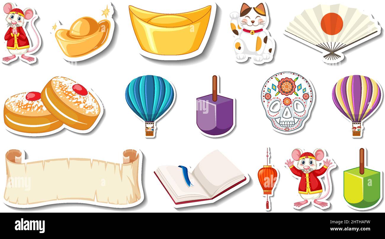 Set of different traditional objects illustration Stock Vector Image ...