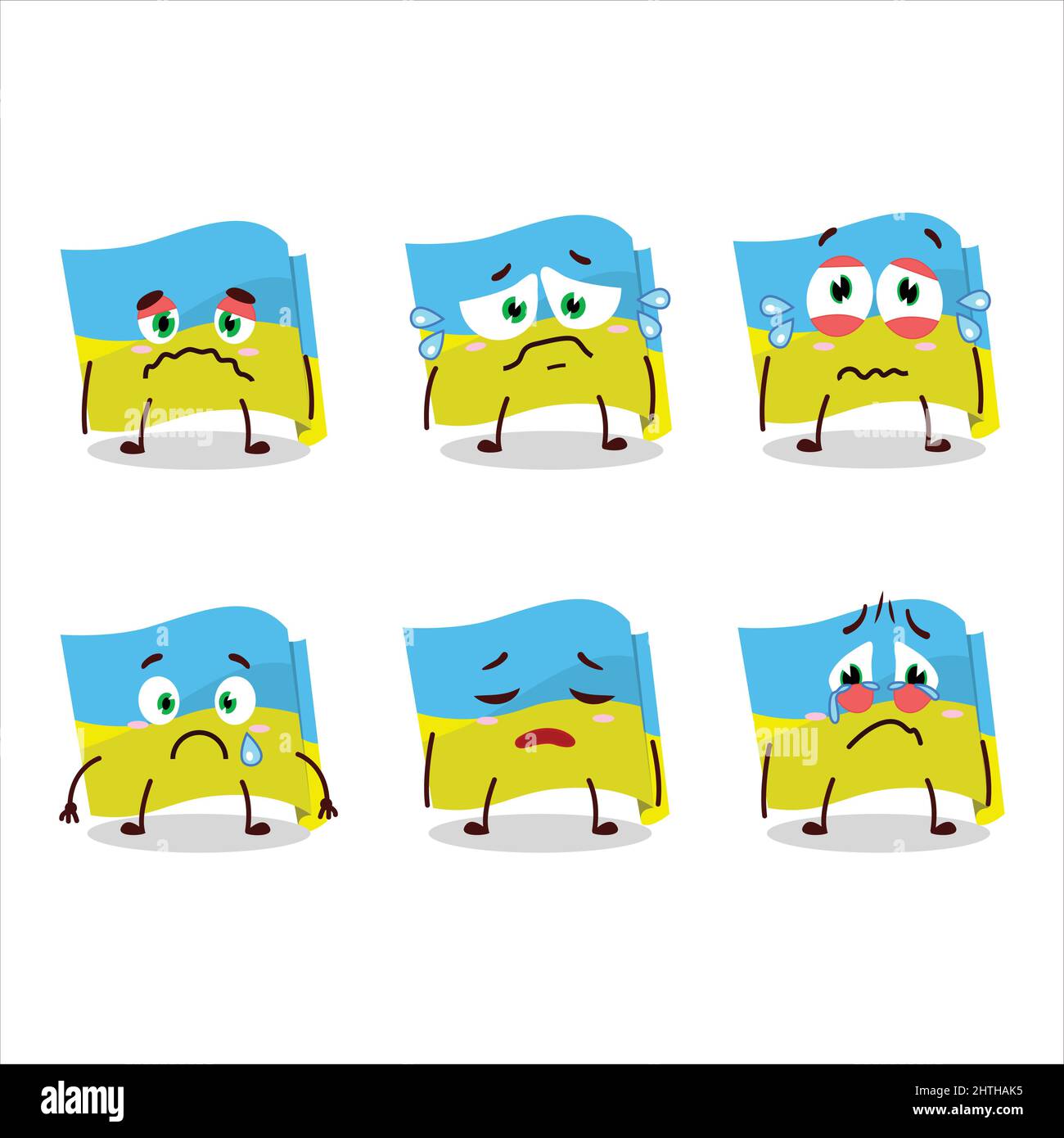 Ukraine flag cartoon character with sad expression. Vector illustration ...