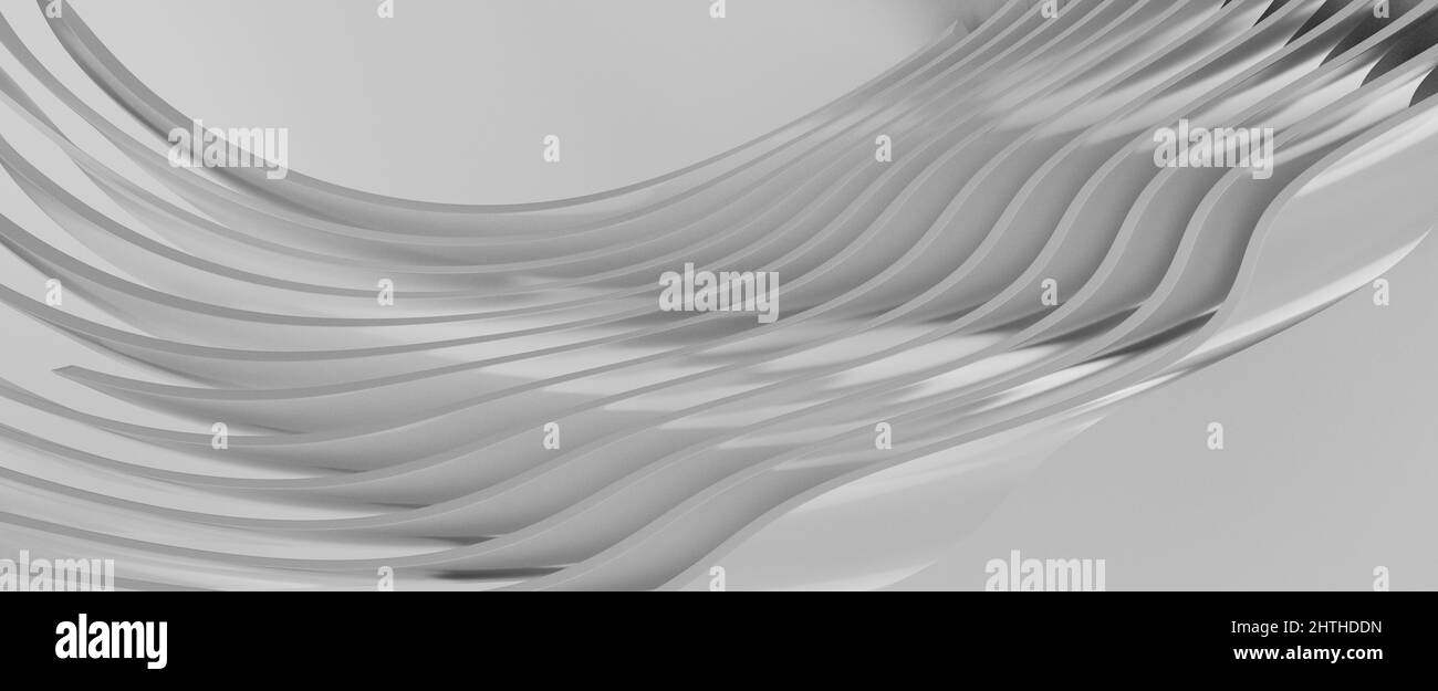 3D render of running wavy lines on a white background Stock Photo - Alamy