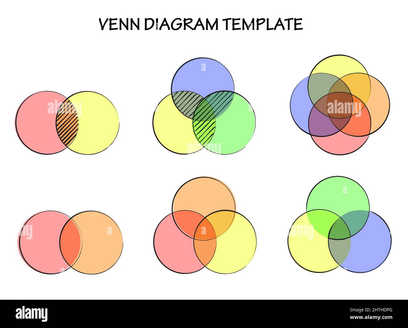 Venn diagram doodle. Hand drawn infographic template. Vector ...