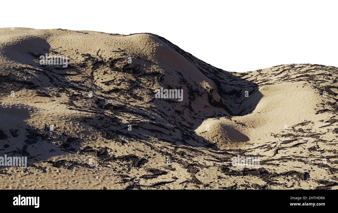 and dunes with dry vegetation isolated on white background Stock Photo ...