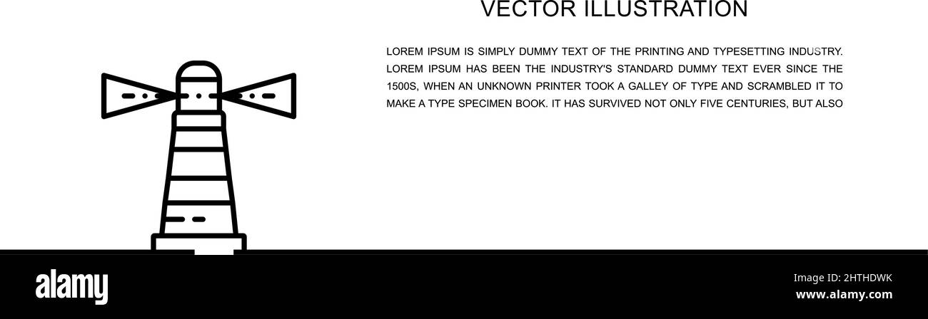 Vector lighthouse, beacon, warning sign, navigation, seamark one line ...