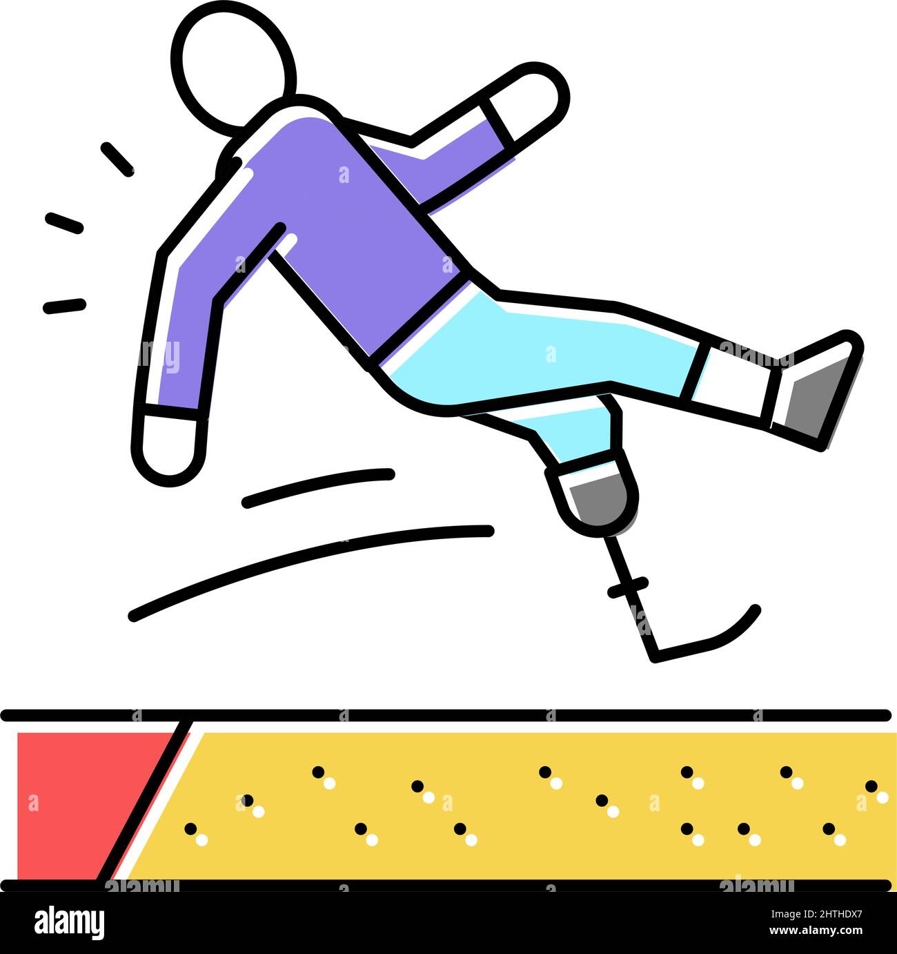 broad jump handicapped athlete color icon vector illustration Stock ...