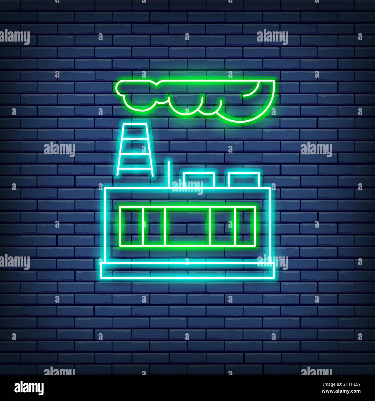 Vector industrial building factory, power plant neon sign Stock Vector ...