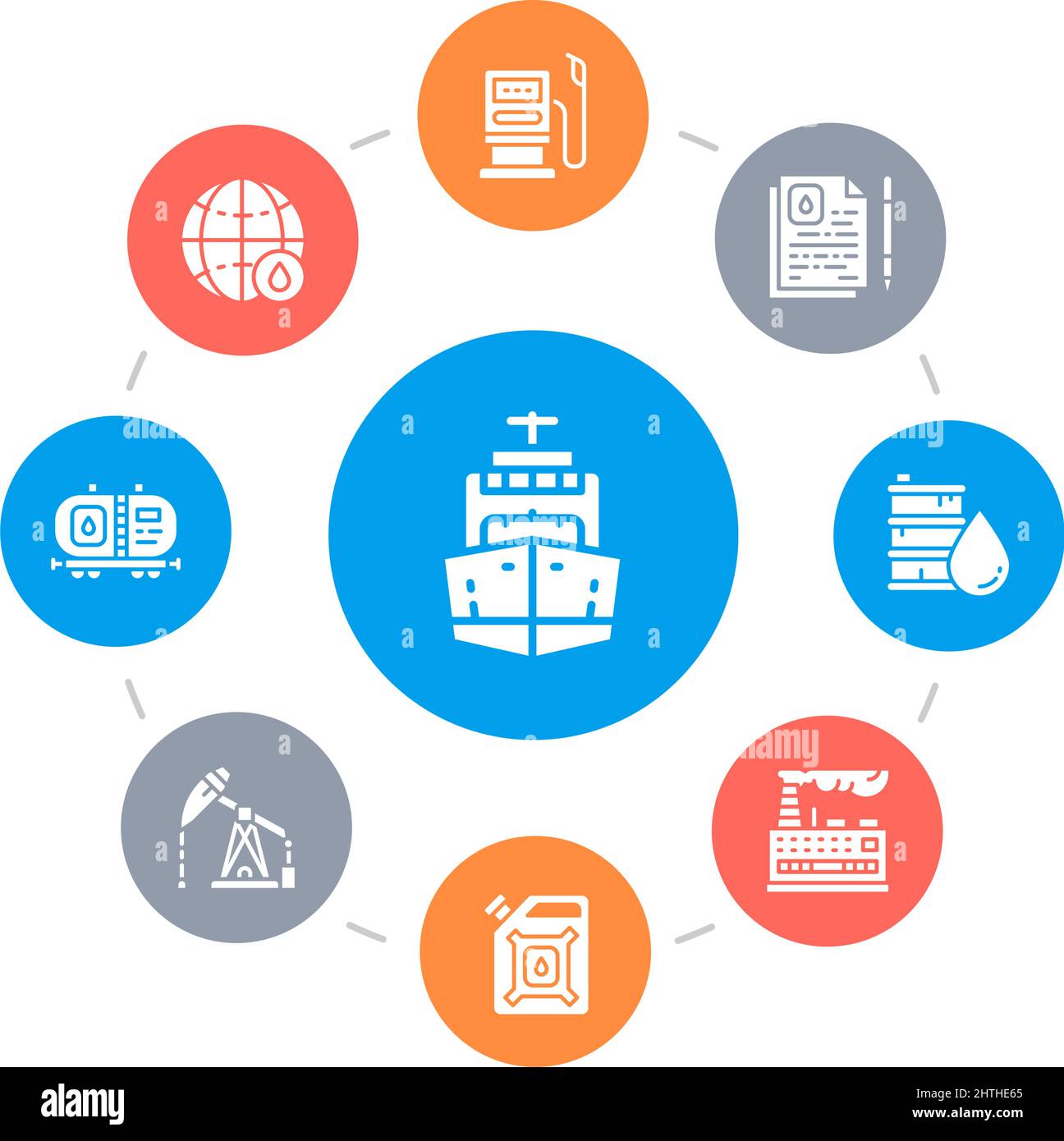 Oil industry circle illustration with icons. Fuel Truck, Engineer ...