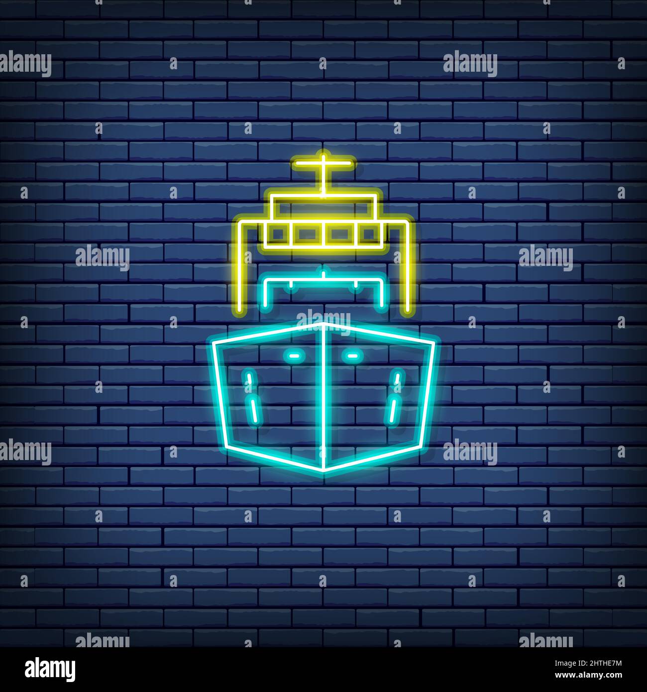 Vector cargo ship, oil transportation, steamer, cruise neon sign Stock ...