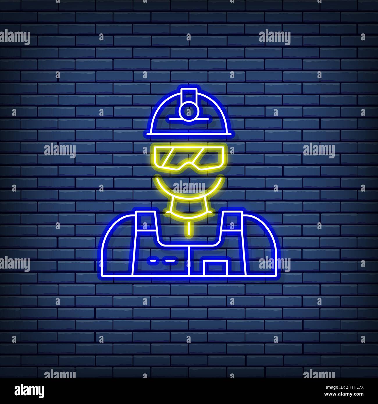 Vector industrial worker, engineer, builder, miner neon sign Stock ...