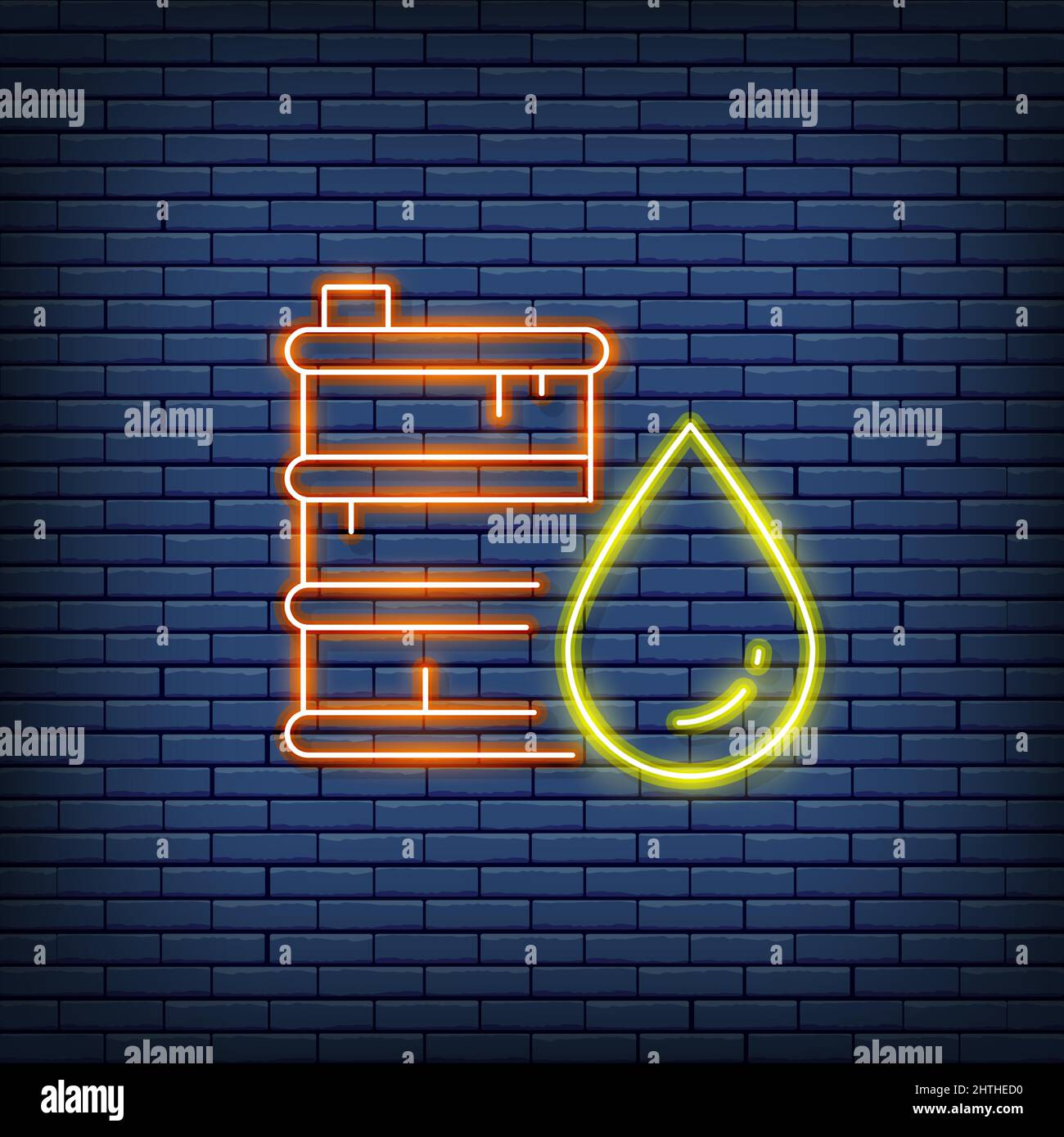 Vector barrel oil neon sign. Isolated on a brick wall background Stock ...