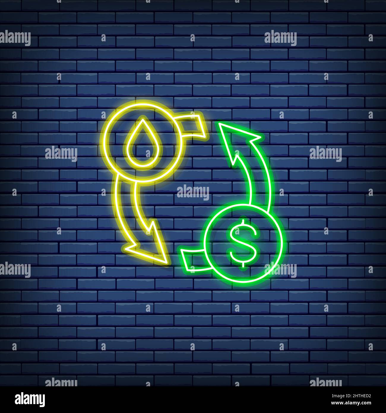 Vector oil exchange, water transfer, convert neon sign Stock Vector ...