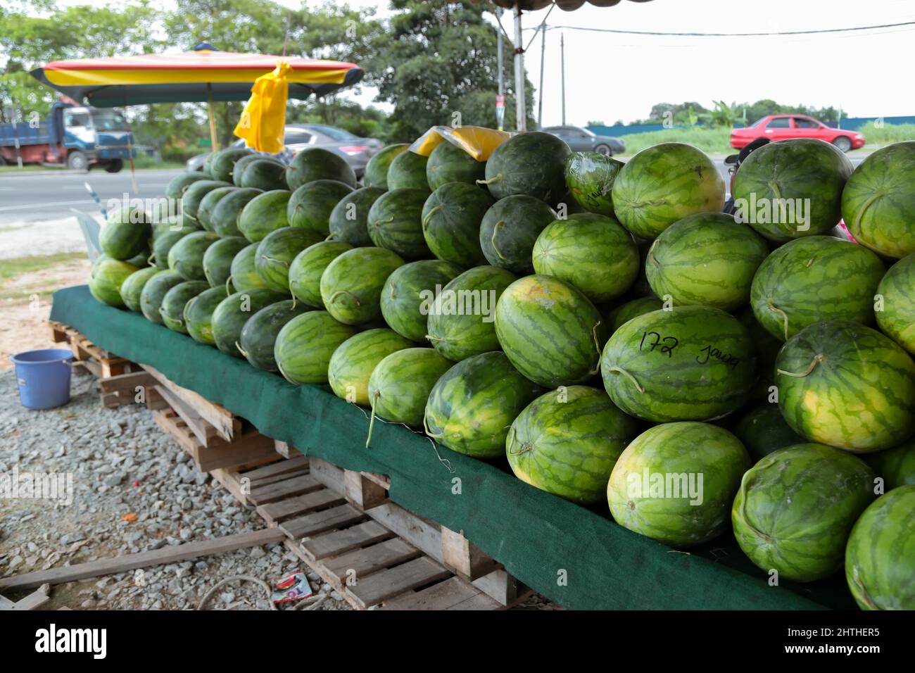 Roadside stall selling watermelons Stock Photo - Alamy
