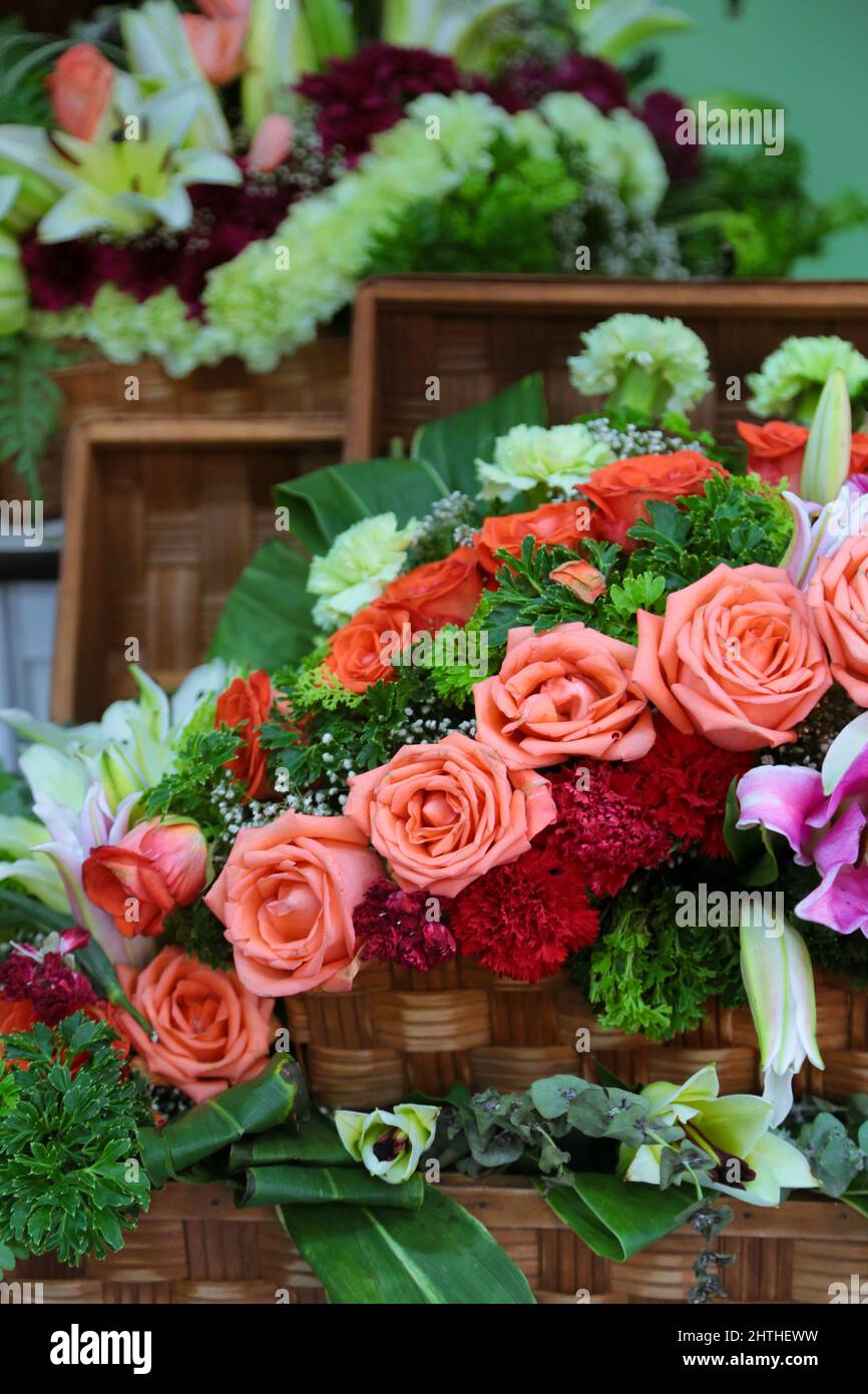 An indoor flower bouquet display Stock Photo - Alamy