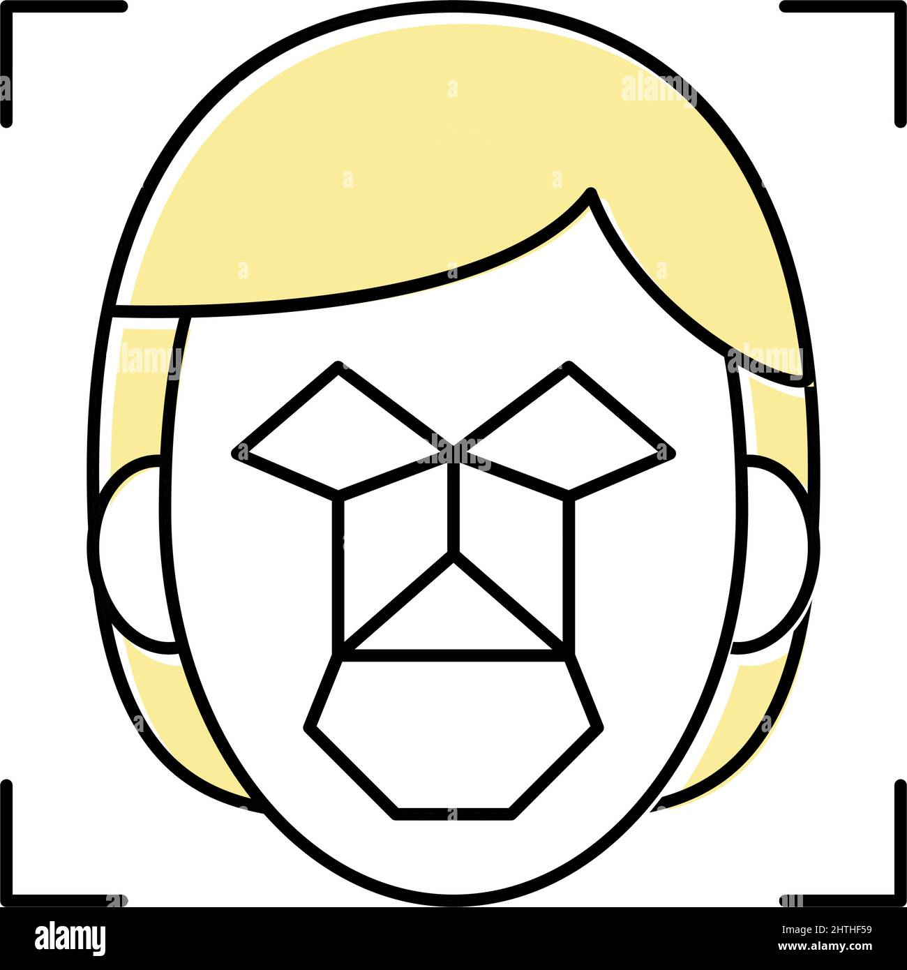 face recognition points and structure color icon vector illustration ...