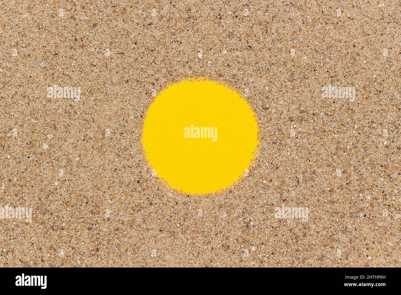 Yellow circle frame shape and sea sand. Template mockup for your design ...