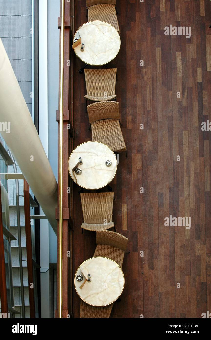 Restaurant tables seen from above Stock Photo - Alamy