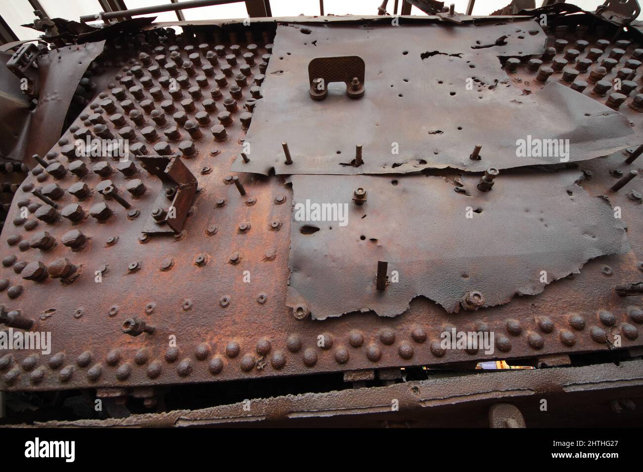 The bullet filled armor plating of the famous steam locomotive that was ...